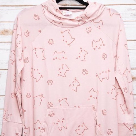 LuLaRoe | Tops | Lularoe Amber Hoodies Kitties Cats Pink | Poshmark